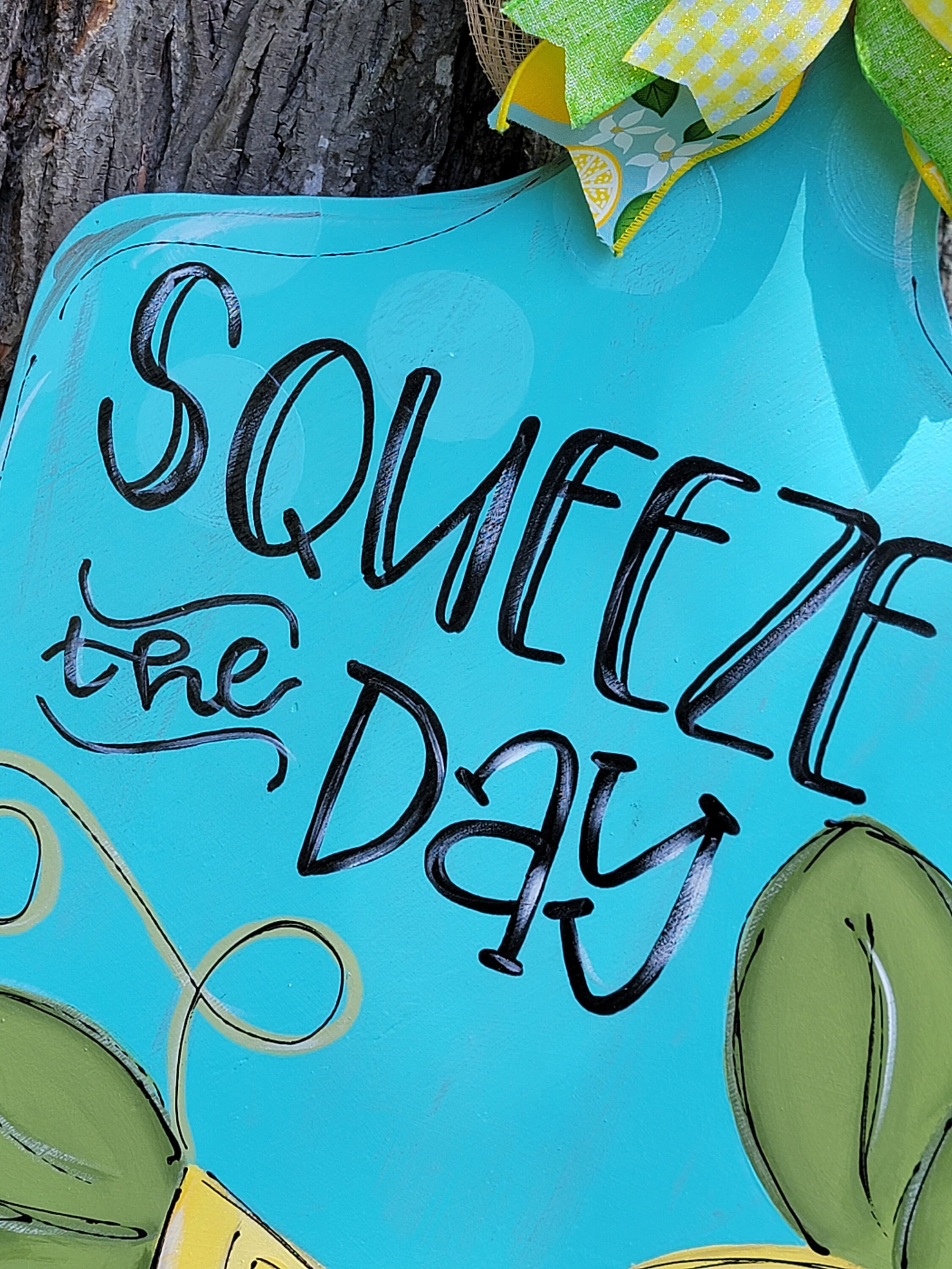 Squeeze the Day Wreath Sign Summer Lemon Door Hanger Lemon - Etsy