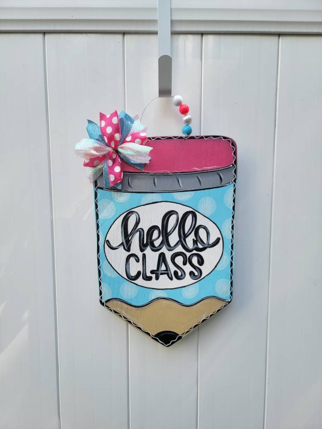 Teacher Pencil Door Sign, Pencil Door Hanger, Classroom Door Sign ...