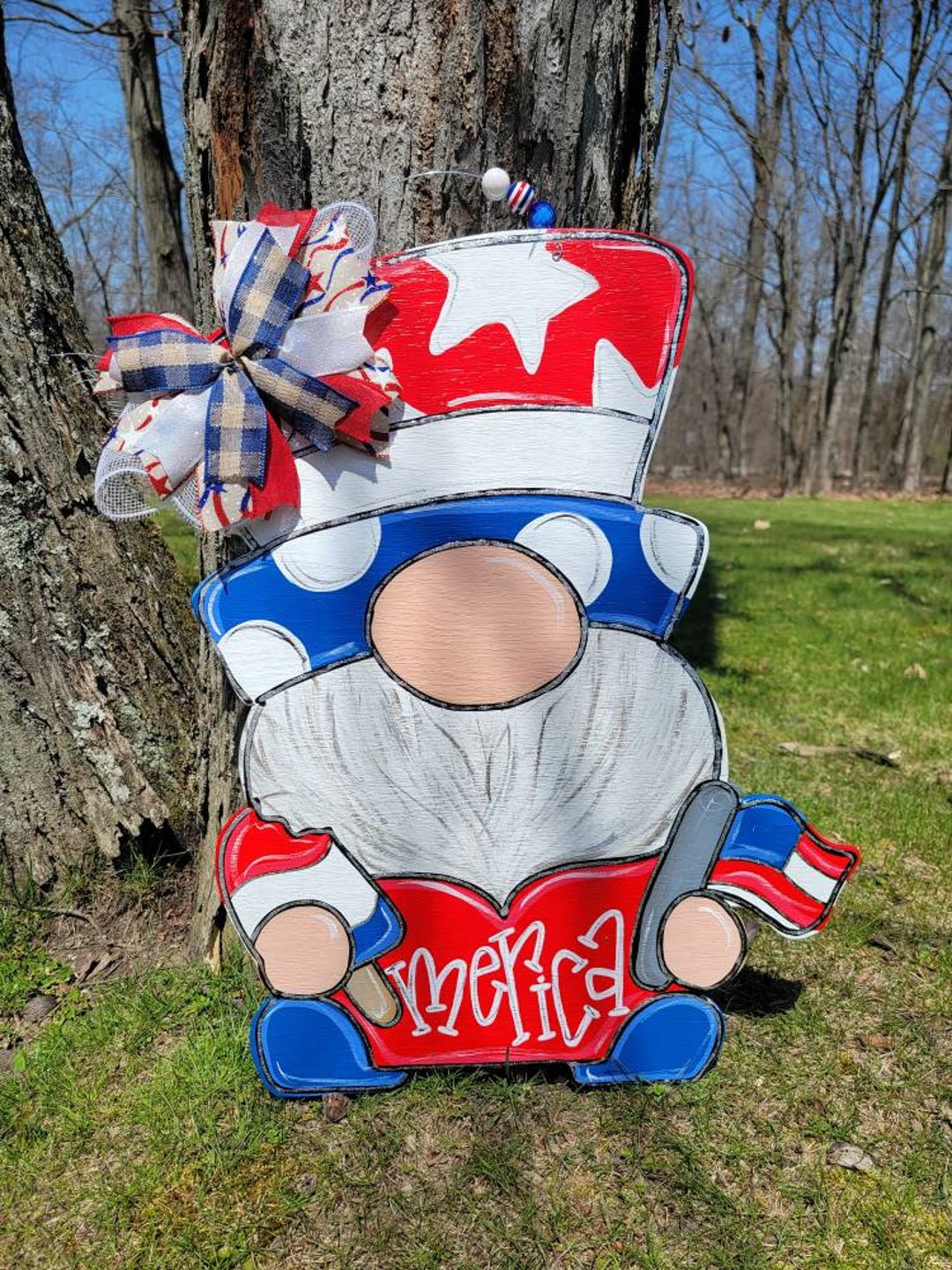 Patriotic Gnome Door Hanger, America Door Sign, 4th of July Front Door ...
