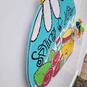 Spring is Here Sign, Spring Door Hanger, Front Door Decor, Spring Porch ...