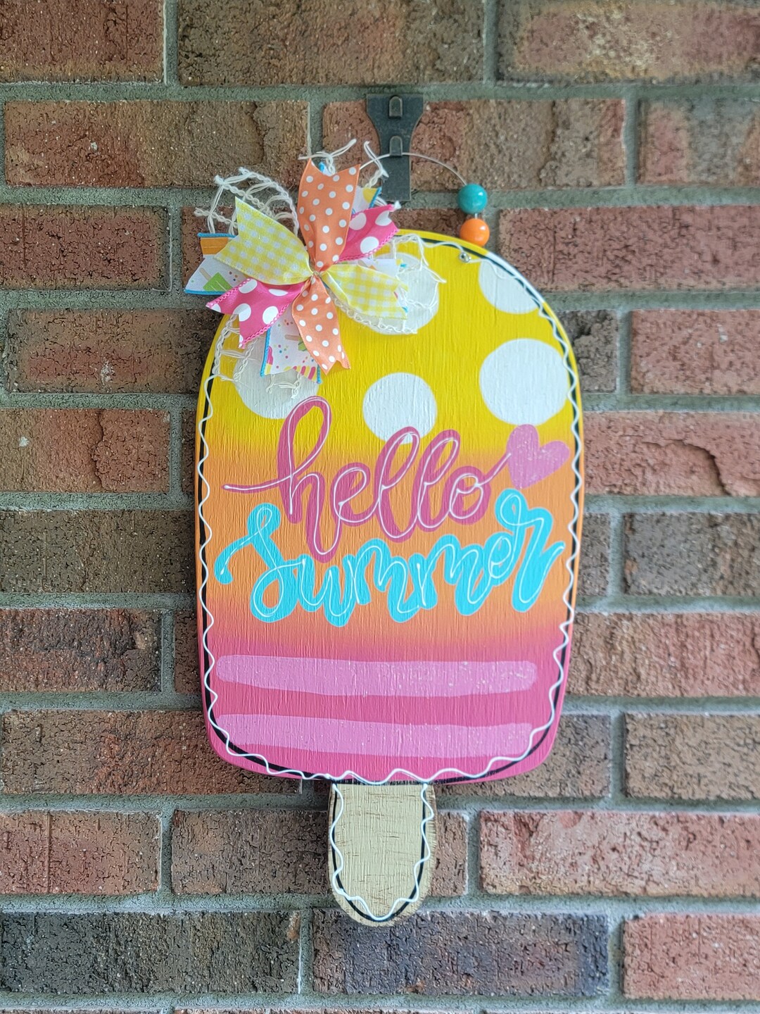 Popsicle Door Hanger, Hello Summer Front Door Sign, Summer Door Hanger ...