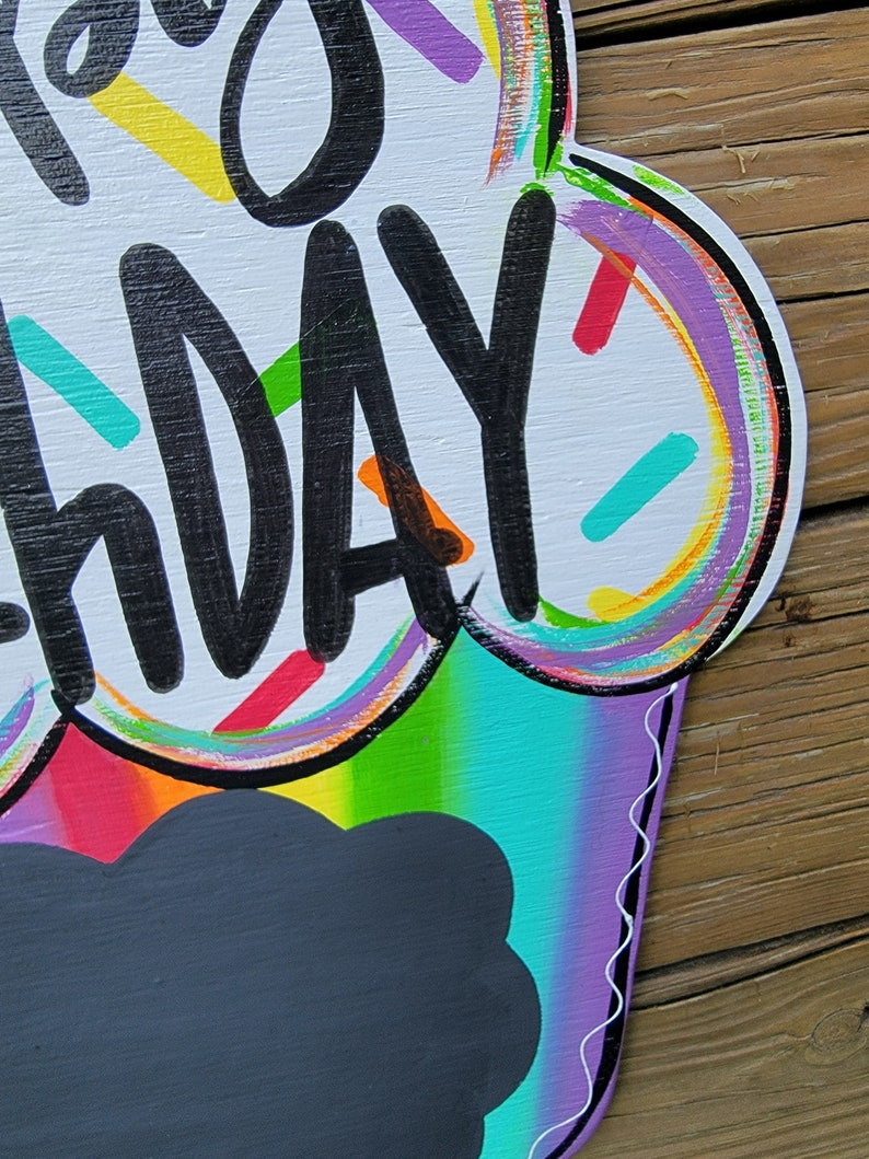 Happy Birthday Door Hanger, Chalkboard Birthday Sign, Cupcake Door ...