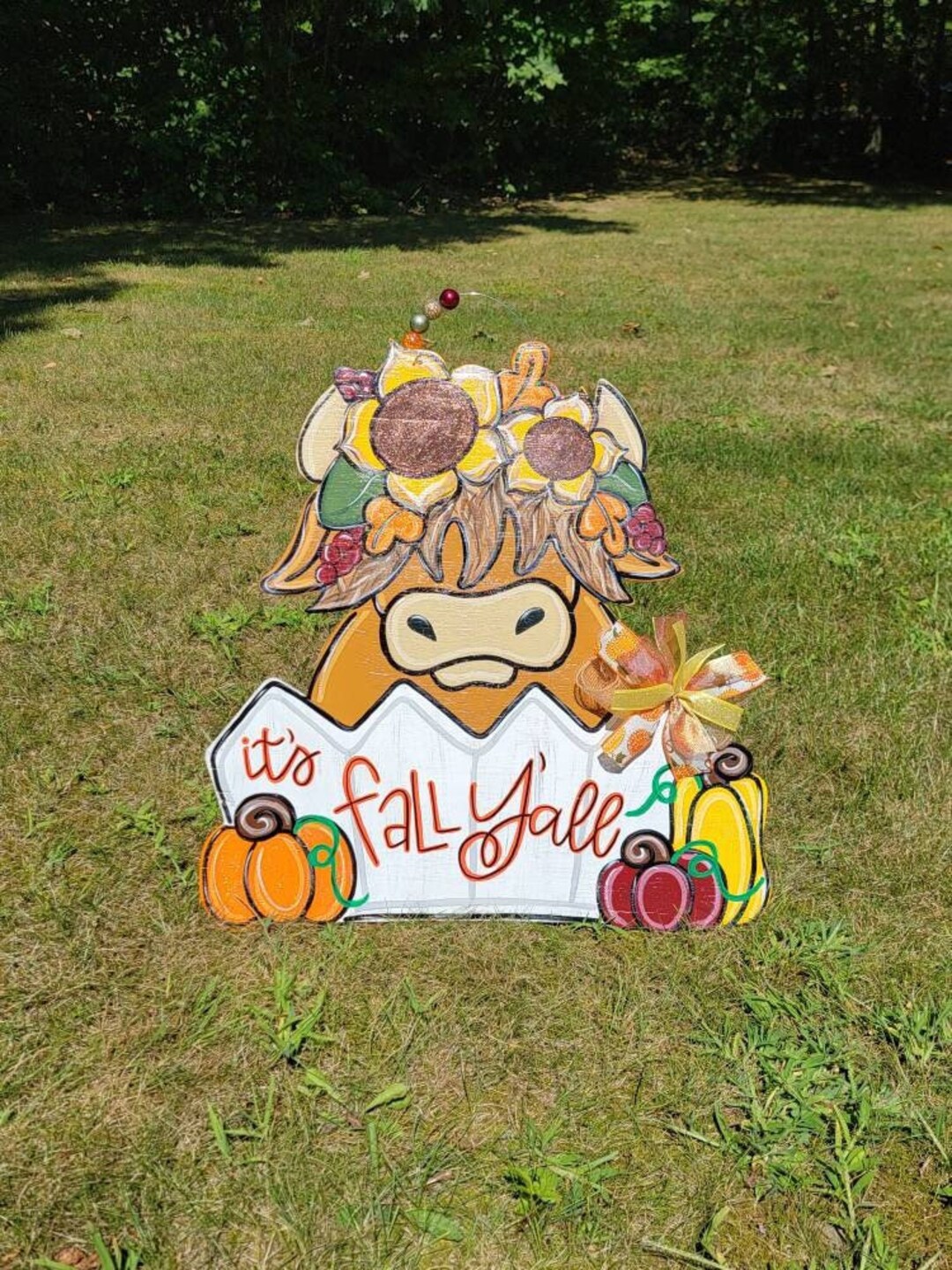 Highland Cow Door Hanger Fall Front Door Decor It's Fall - Etsy