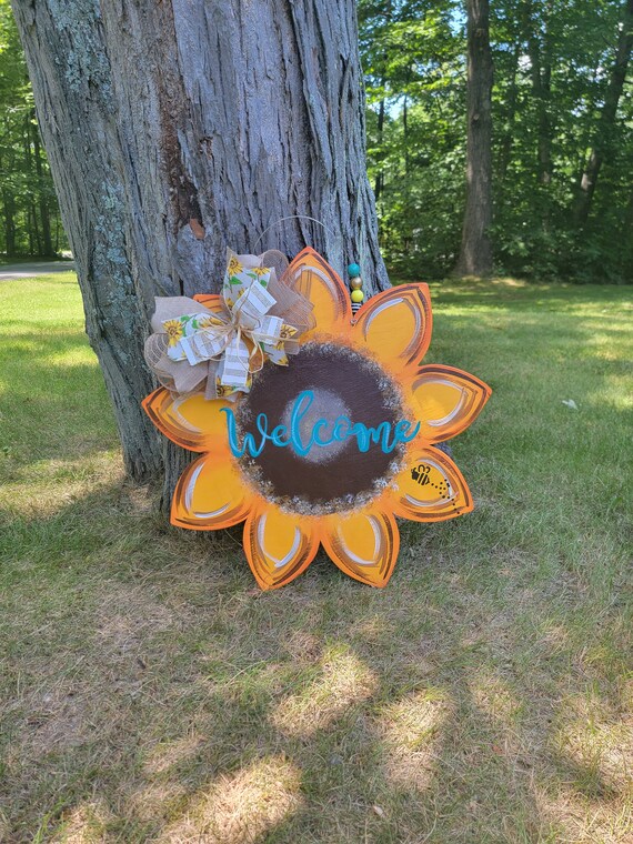 Sunflower Door Hanger Fall Front Door Décor Sunflower - Etsy