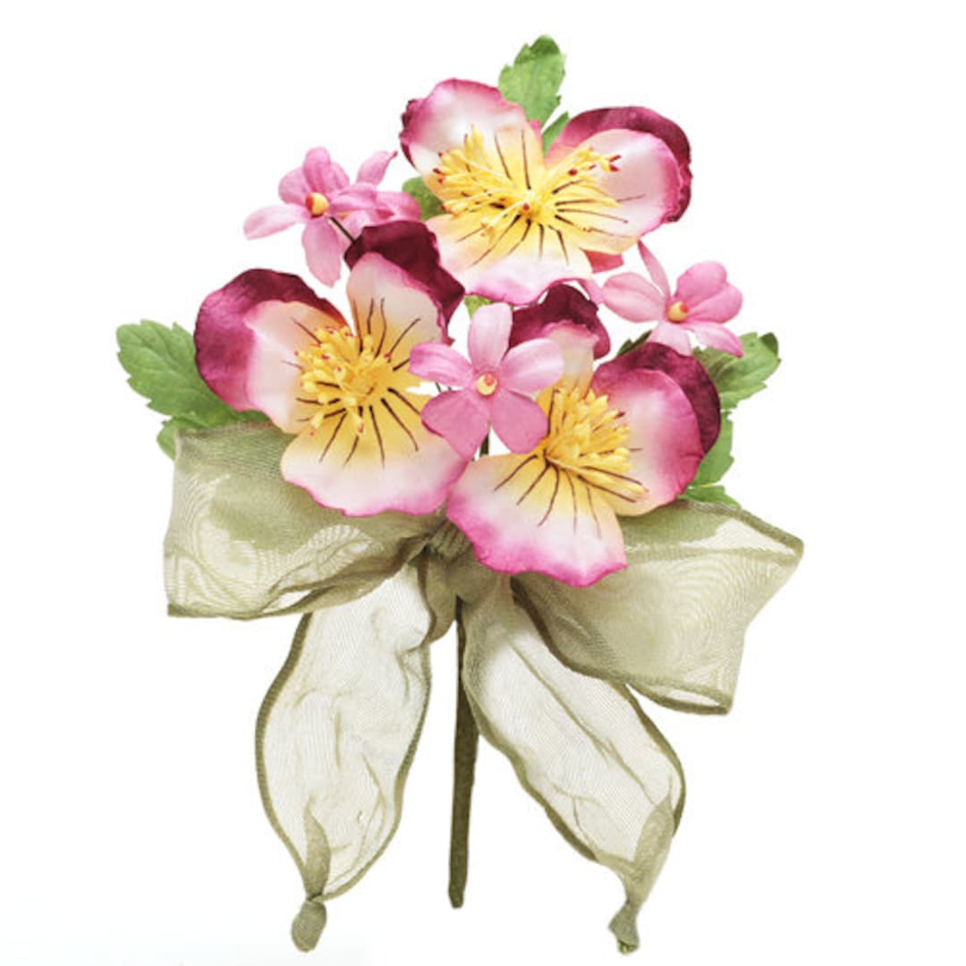 Karin's Garden 4 Pansy Flower Pin Brooch Tussie Mussie Bouquet - Etsy