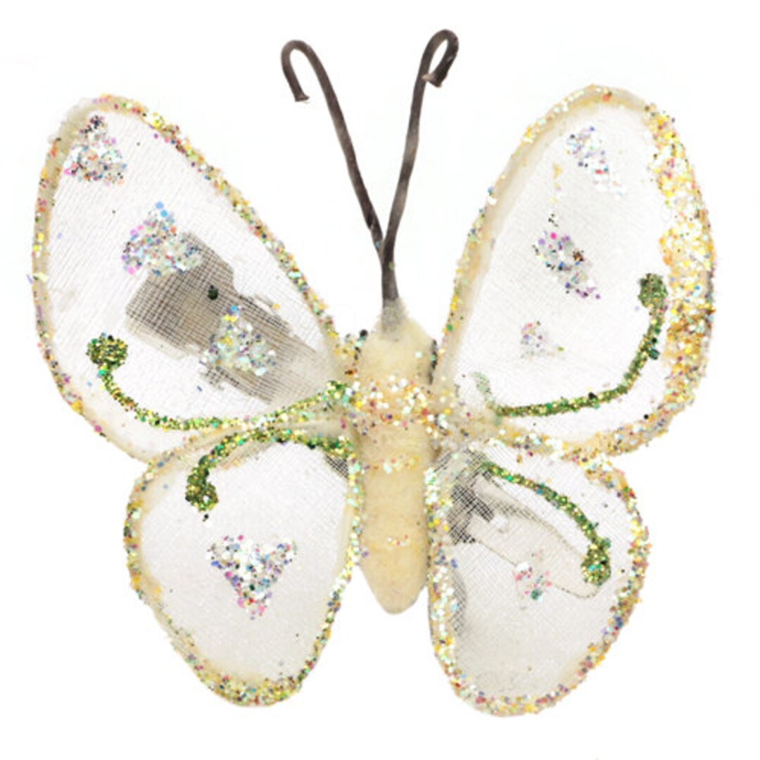 Karin's Garden 2 1/4 Sheer Glitter Butterfly Clip. Easily Pinch Clip It ...
