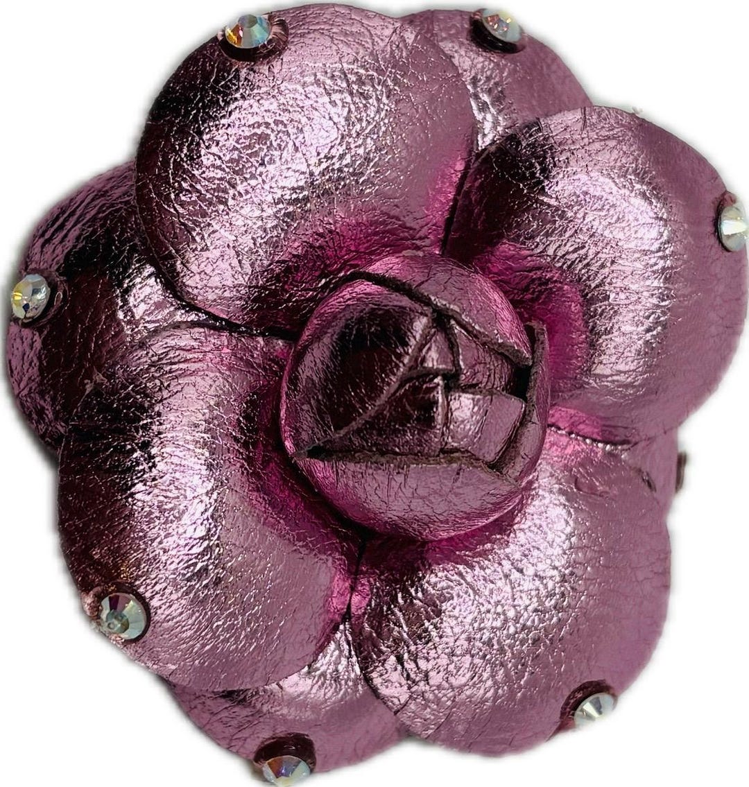 Karins Garden 2 susie Glam Pink Metallic Leather With Crystals Camellia ...