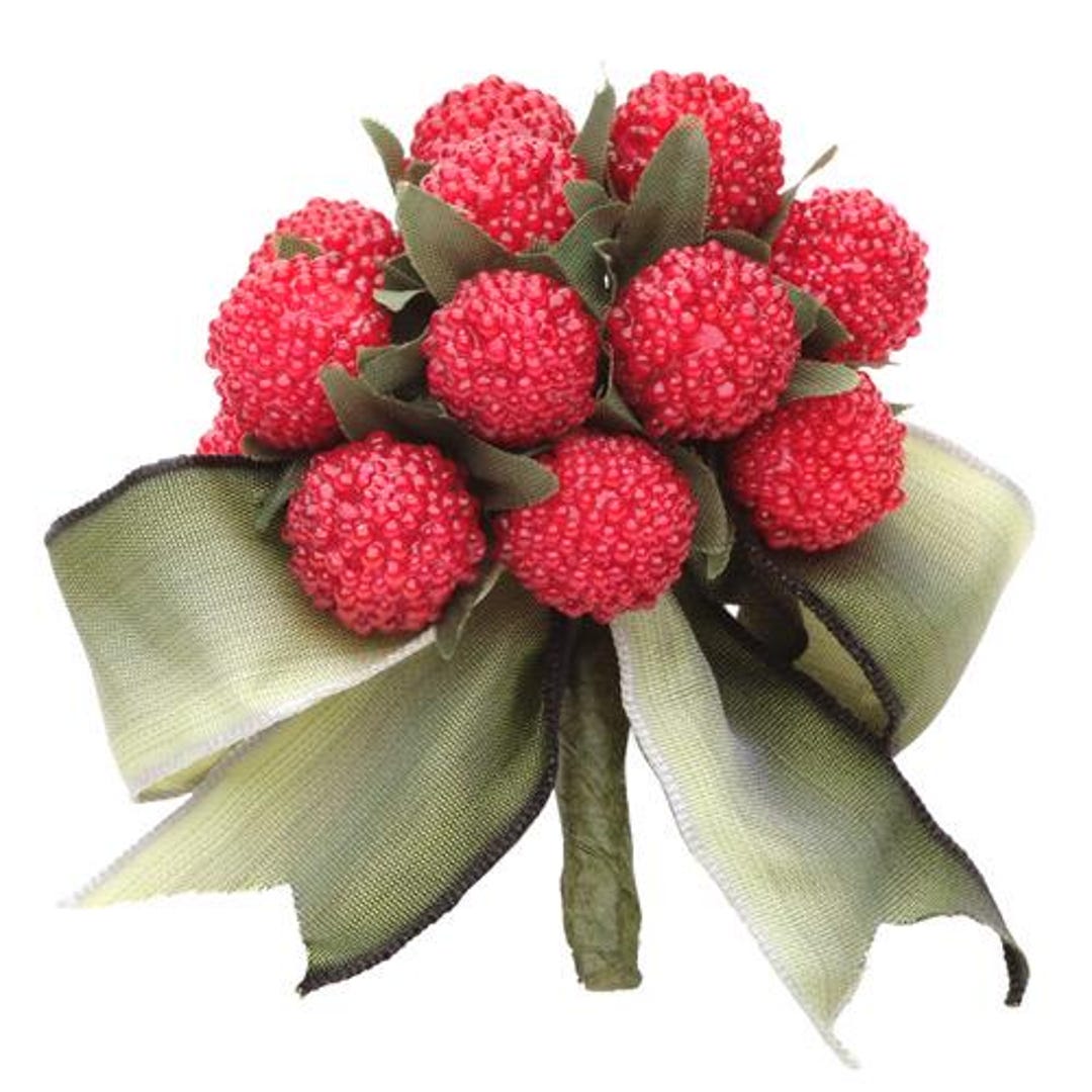 Berry Pin Brooch With Ombre Wired Bow - Karin's Garden - Handmade - Etsy
