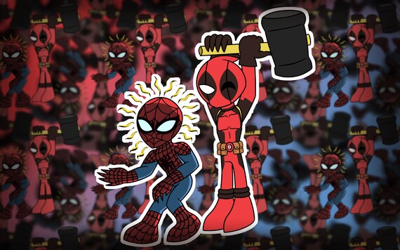 Deadpool Smash Spiderman Sticker - Etsy