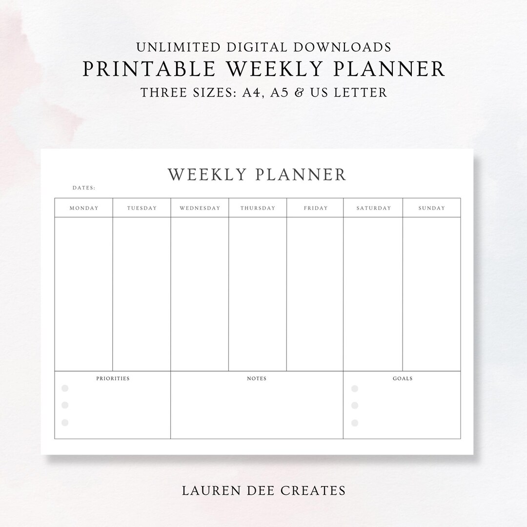 Printable Weekly Schedule - Weekly to Do List - Weekly Check List - to ...