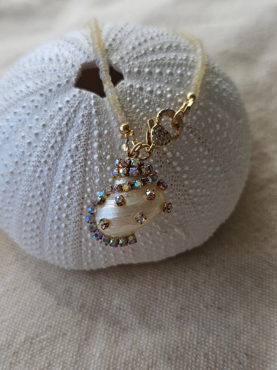 Seashell Necklace, Opal Natural Stone, Seashell, Mermaid, Ocean Lovers ...
