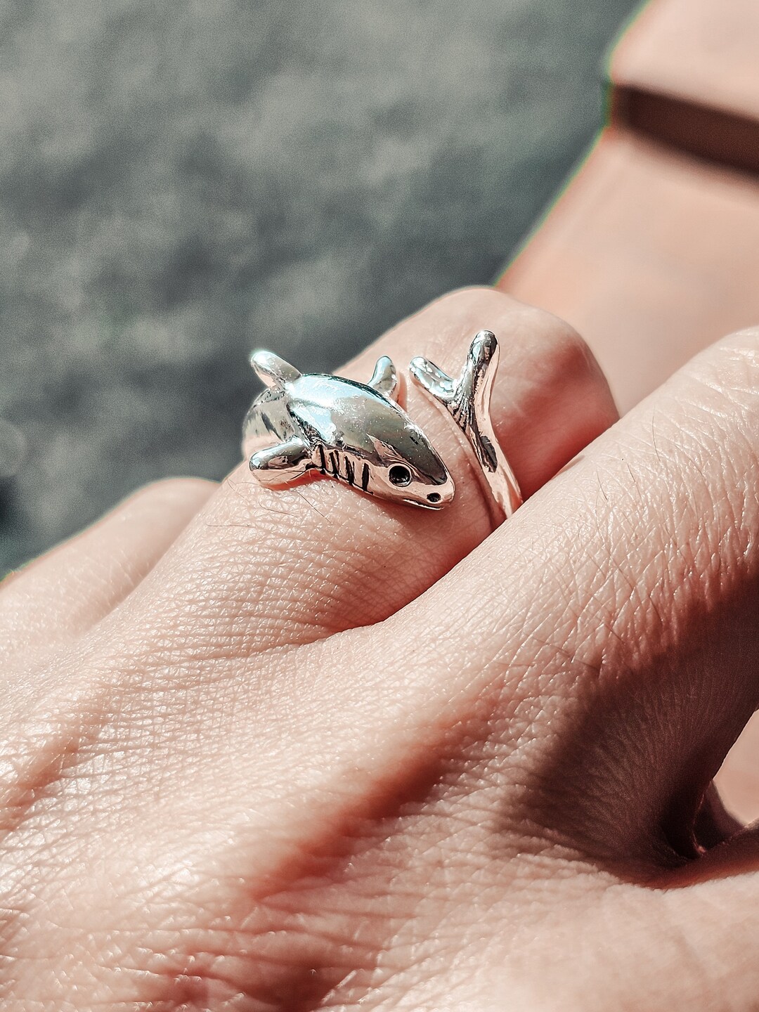 Shiny Circling Thresher Shark Adjustable Ring, Shark Ring, Ocean Lovers ...