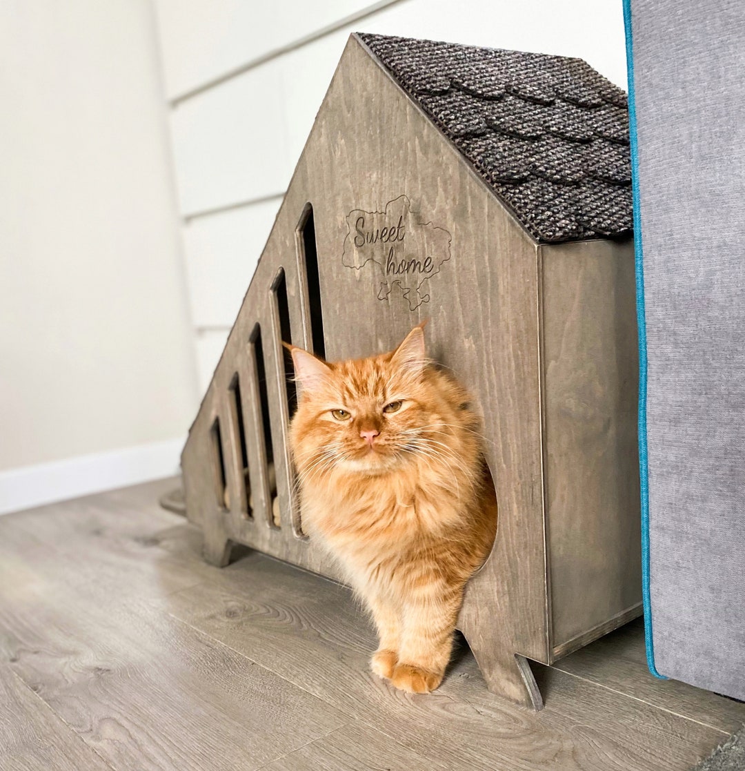 Cat House | Pet House | Wooden Cat House | Cat Climber | Soft Cat Bed ...