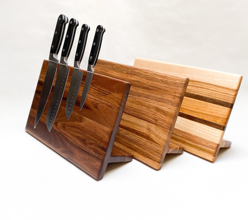 Magnetic Knife Display for Chef Knives | Wooden Knife Stand | Magnetic ...
