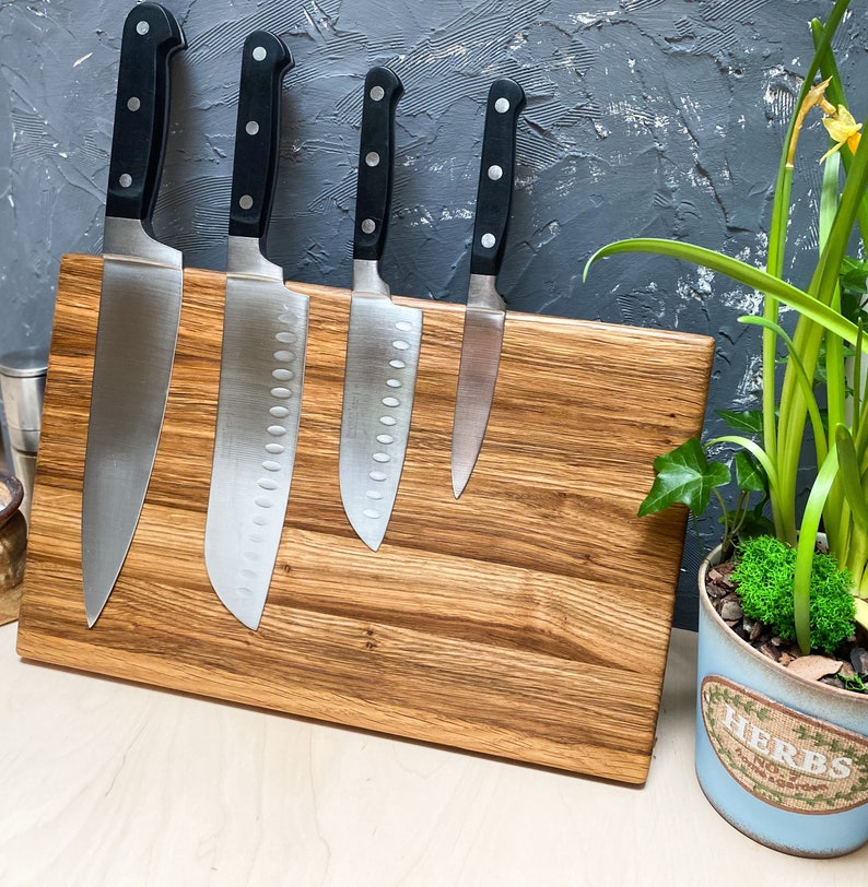 Magnetic Knife Display for Chef Knives | Wooden Knife Stand | Magnetic ...