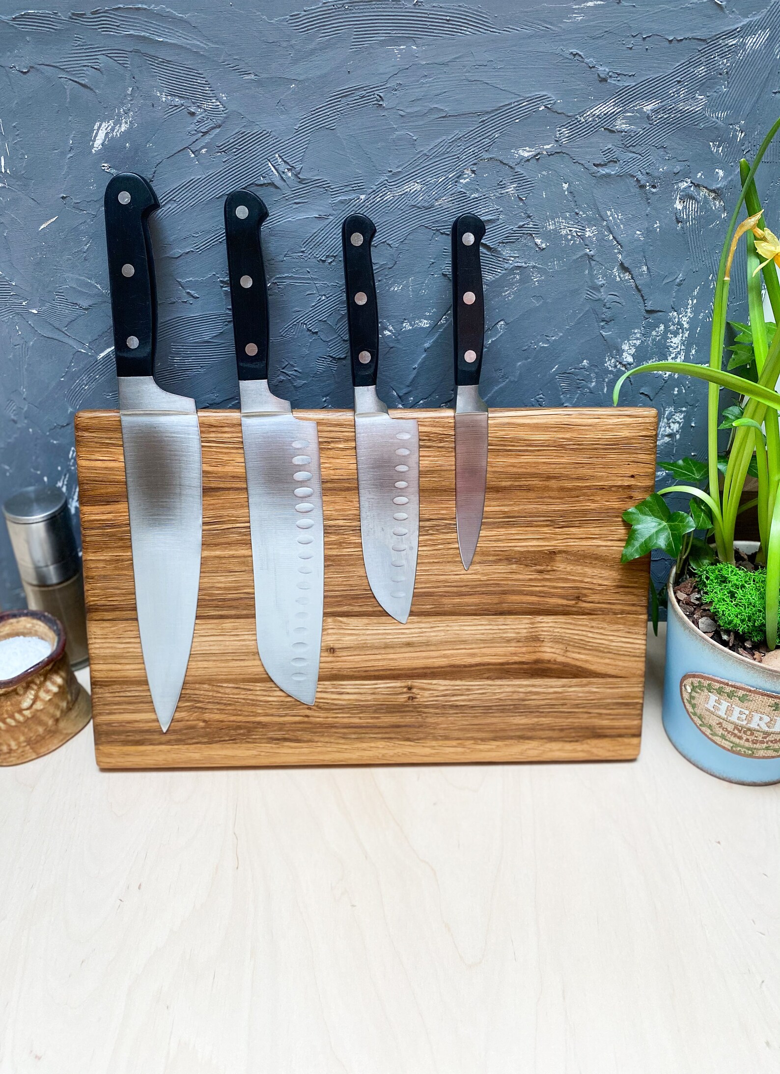 Magnetic Knife Display for Chef Knives Wooden Knife Stand - Etsy