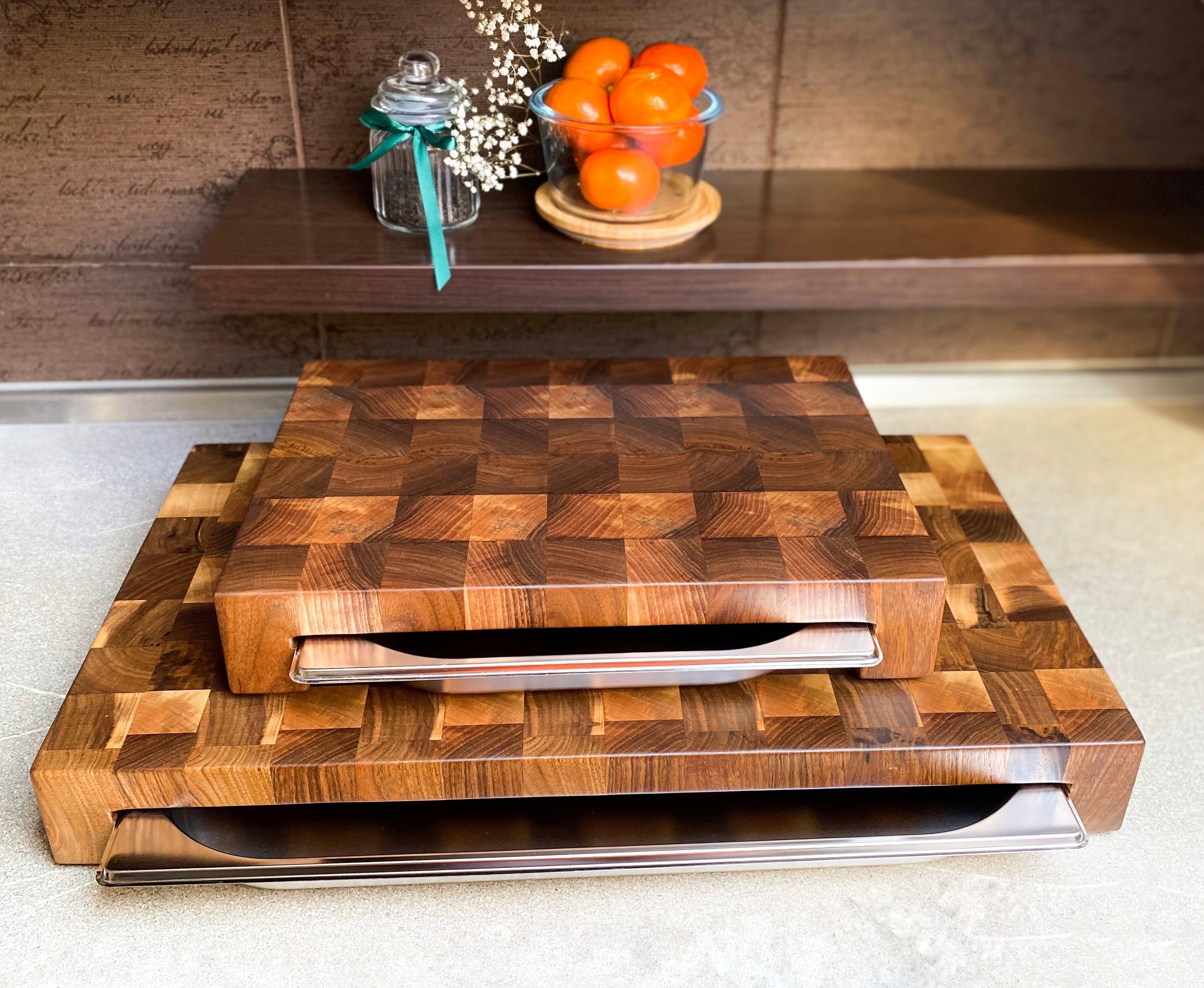 End Grain Board Butcher Block Board End Cutting Board With Reservoir ...