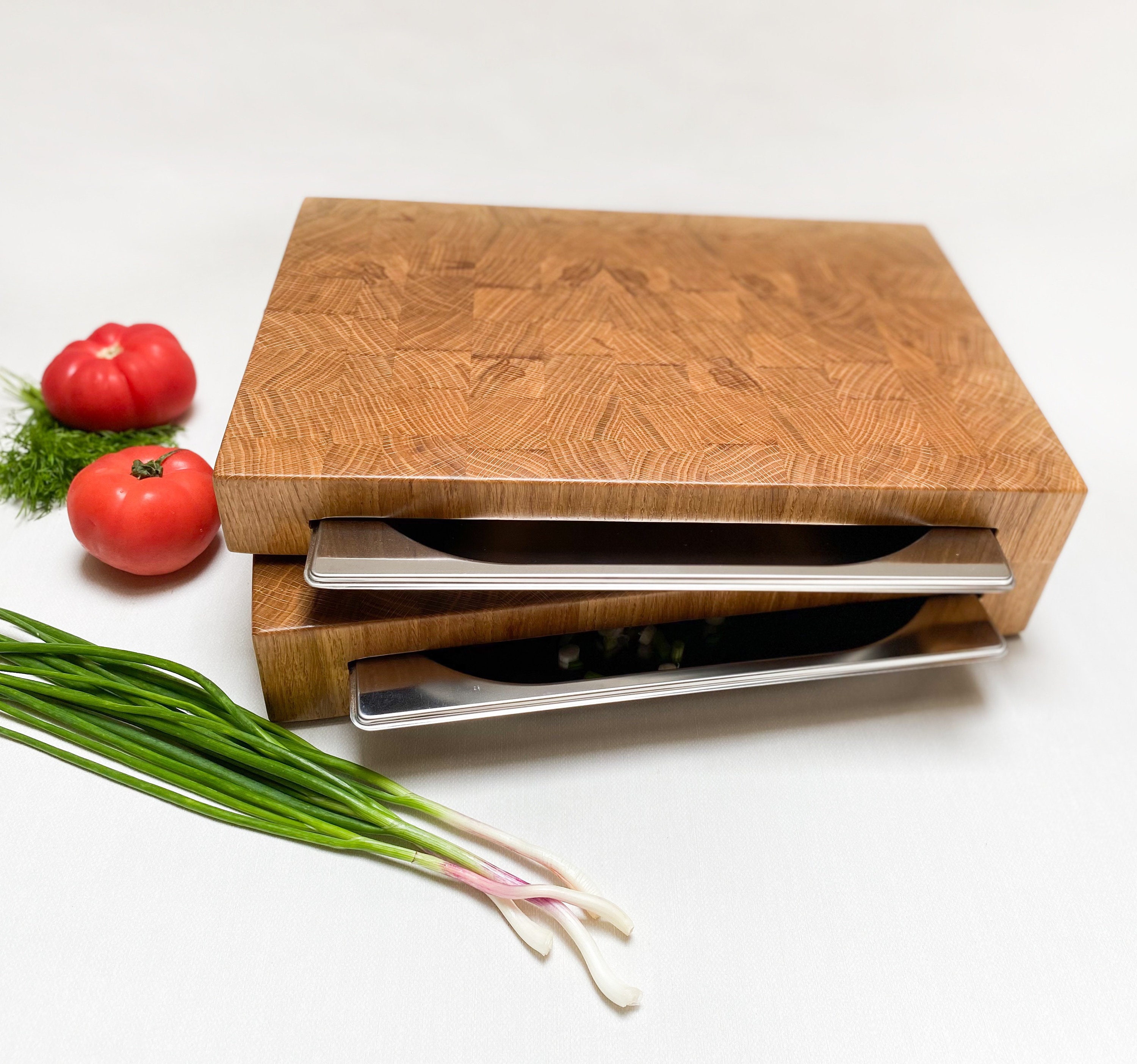 End Board With Container | Board With Gastronorm Containers | End Grain ...