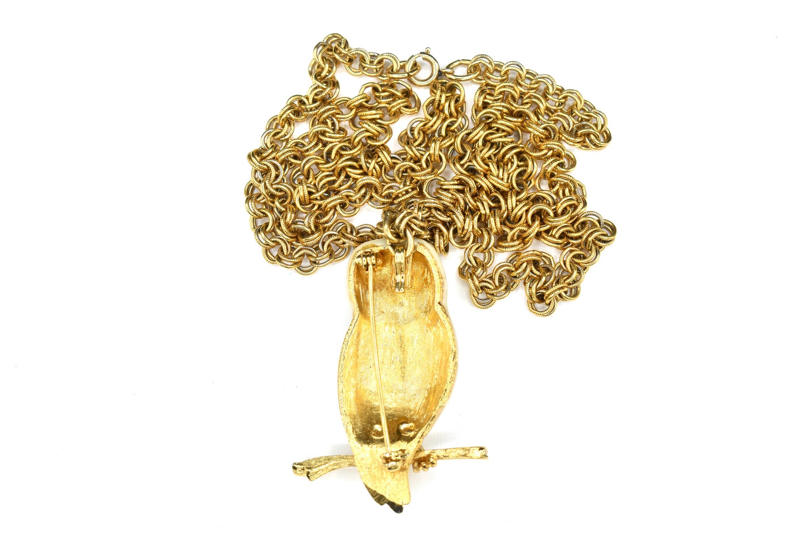Vintage Cream Colored Hoot Owl With Rhinestone Eyes Brooch Pin-pendant ...