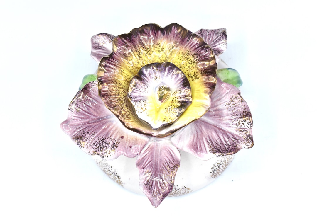 Vintage Commodore Ceramic Flower Candlestick With Cap / White Base With ...