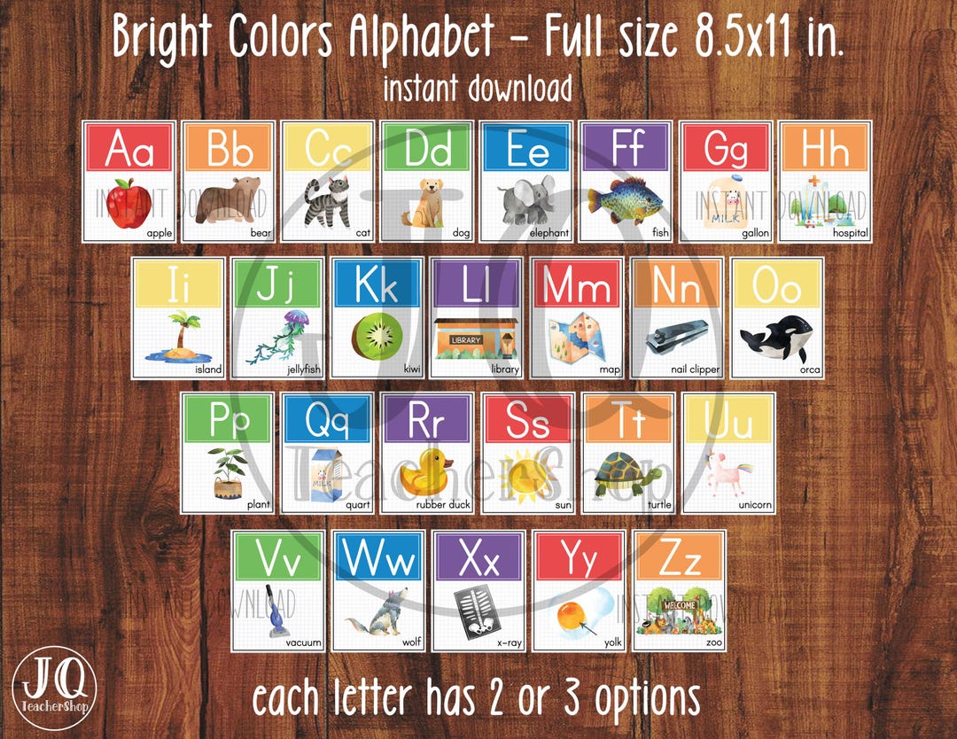 Printable Full Page Alphabet, Bright Colors Classroom Decoration ...