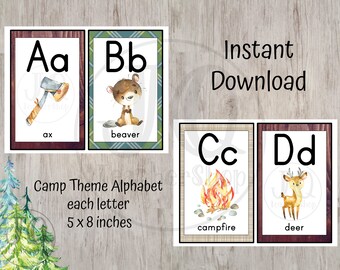 Printable Alphabet Poster Camping Theme Alphabet Homeschool | Etsy