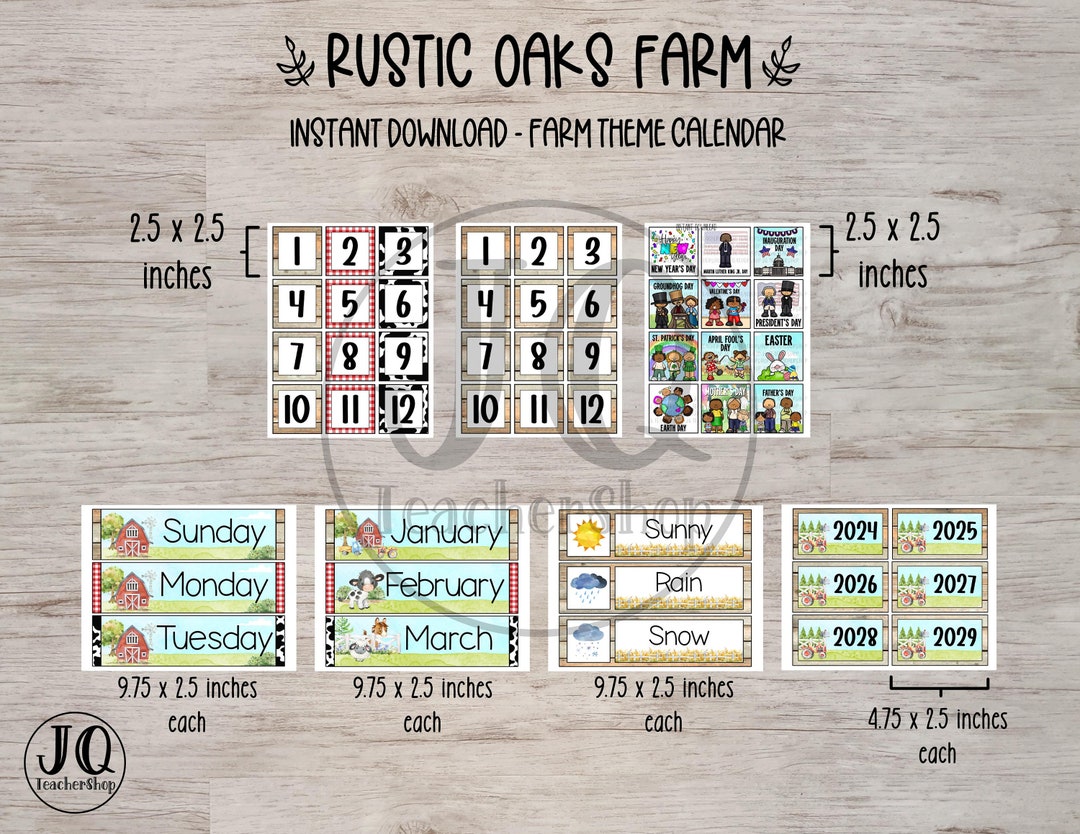Printable Classroom Calendar, Farm Theme Classroom, Classroom Decor ...