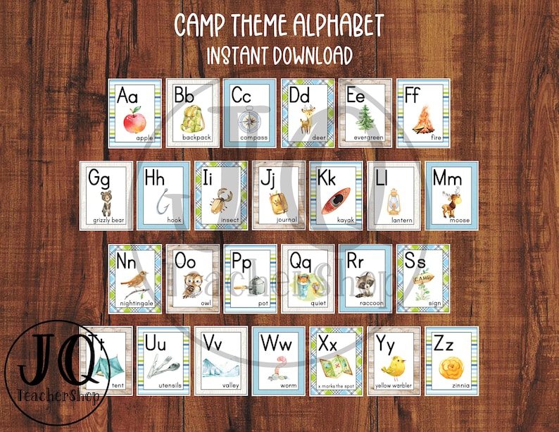 Printable Alphabet Wall Poster, Camping Theme Classroom Decor, Camp ...