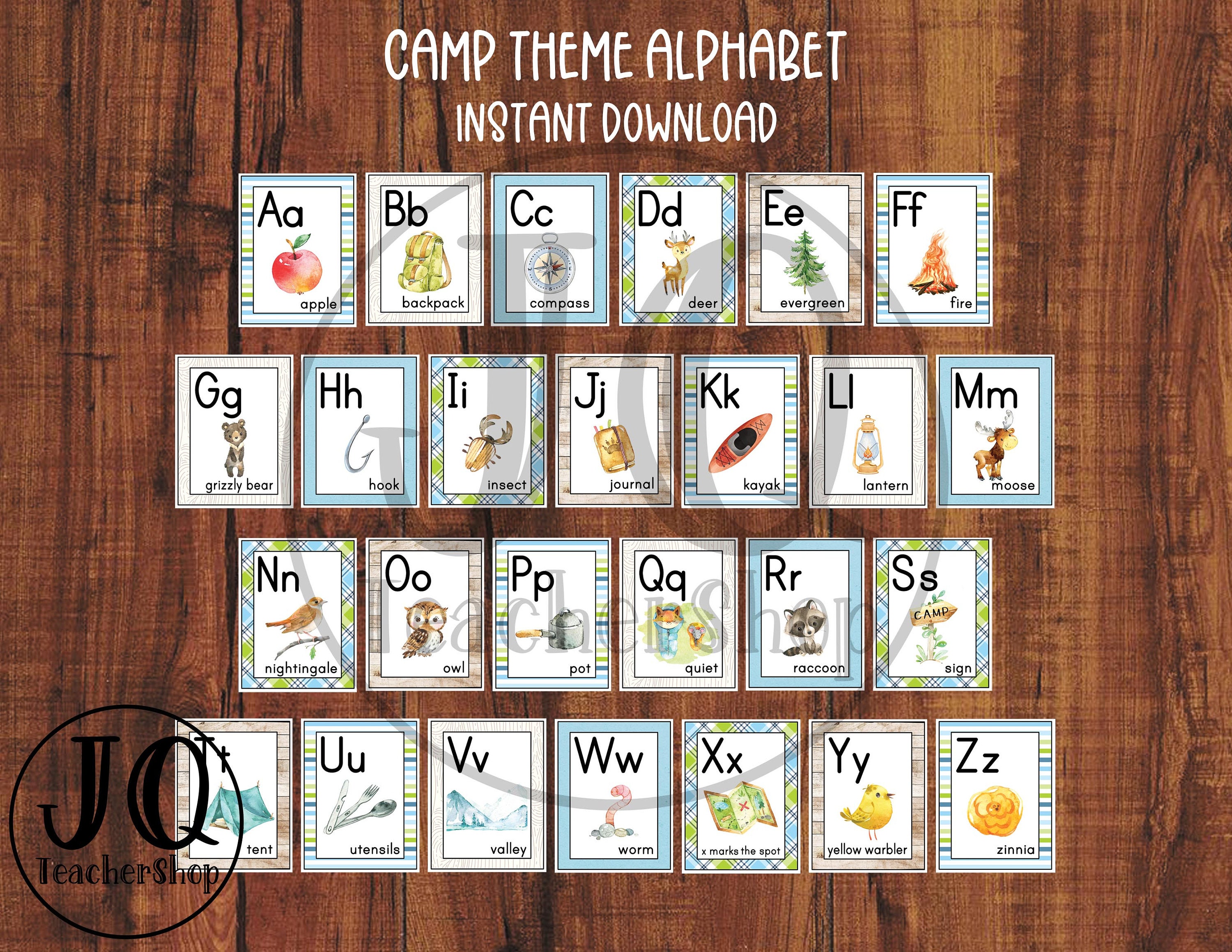 Printable Alphabet Wall Poster Camping Theme Classroom Decor - Etsy