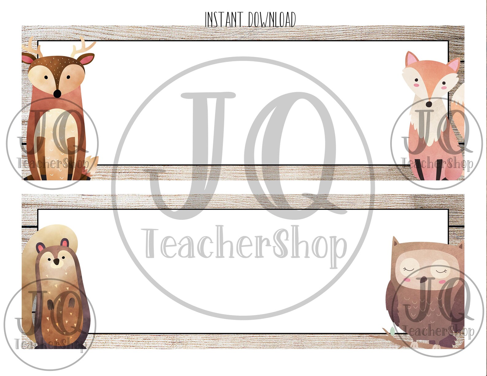 Woodland Animals Classroom Labels, Printable Desk Name Plates (digital ...