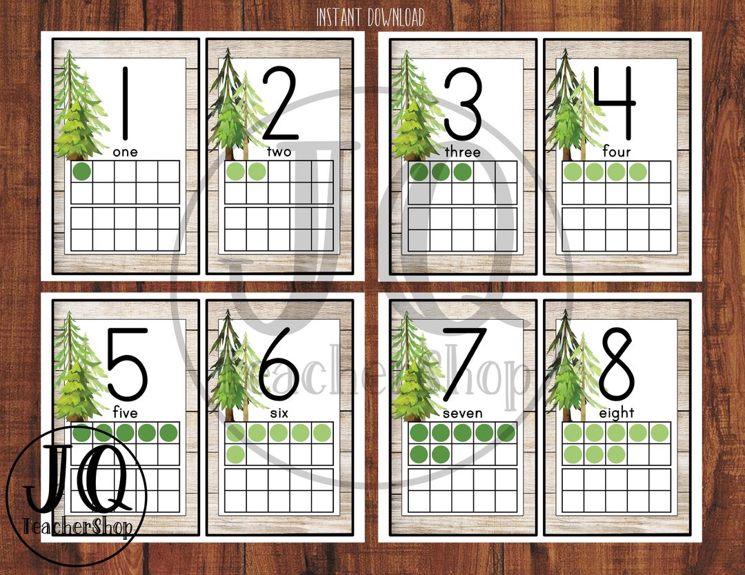 Printable Ten Frames Number Wall Posters, Woodland Classroom Decor ...