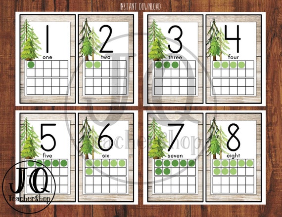 Printable Ten Frames Number Wall Posters Woodland Classroom | Etsy