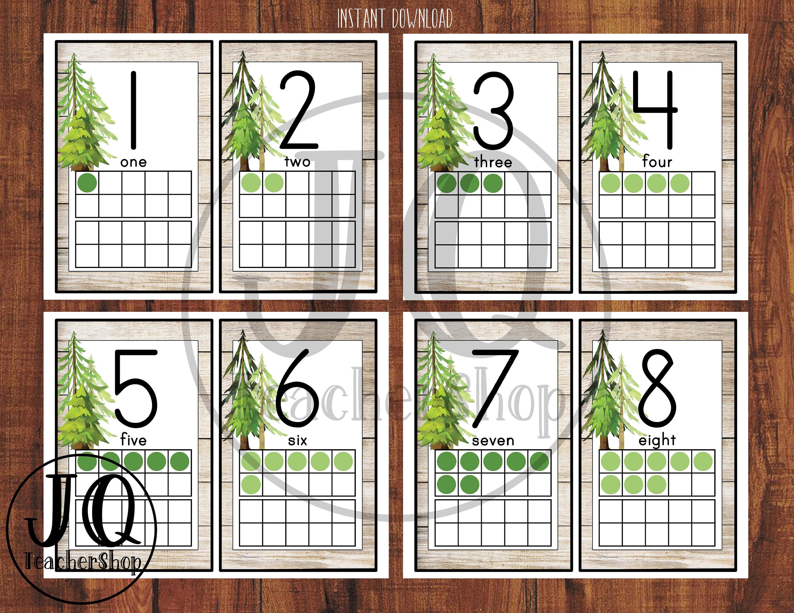Printable Ten Frames Number Wall Posters Woodland Classroom - Etsy