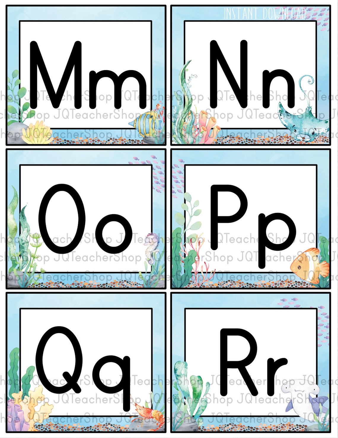 Ocean Theme Alphabet Wall Cards: Classroom Decor (digital Download) - Etsy