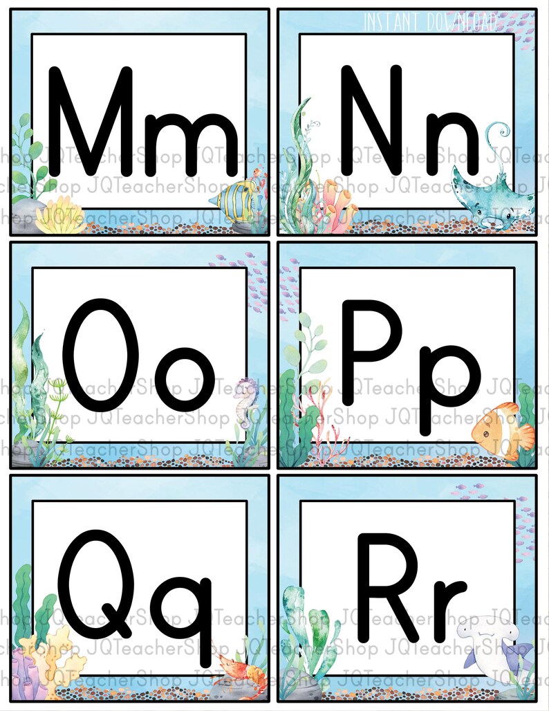 Instant Download, Alphabet Word Wall, Classroom Decor, Ocean Theme ...