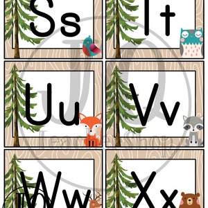 Printable Alphabet Word Wall, Classroom Decor, Woodland Alphabet Wall ...