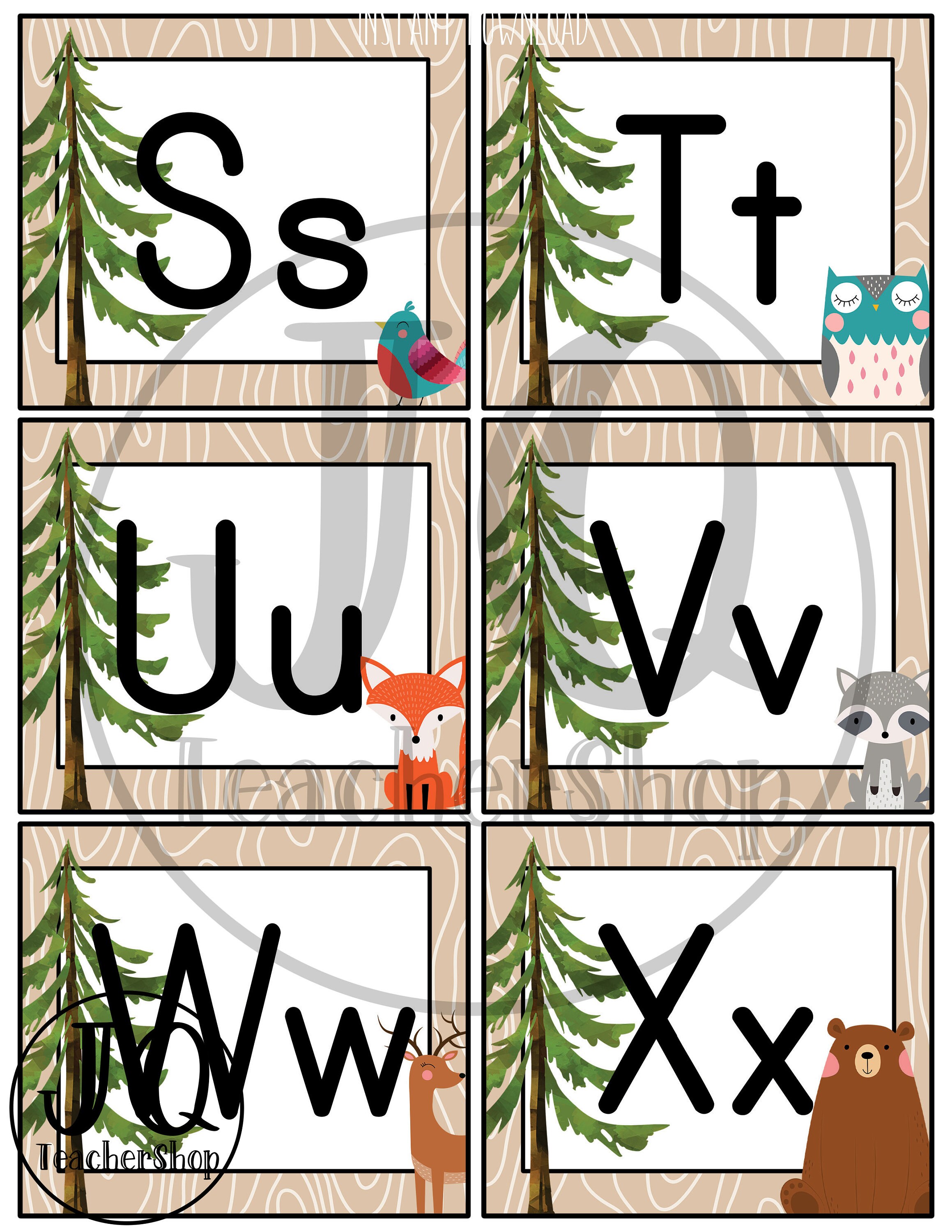 Printable Alphabet Word Wall, Classroom Decor, Woodland Alphabet Wall ...