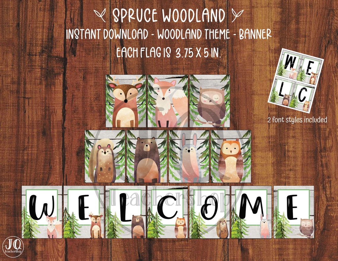 Printable Welcome Woodland Theme Banner Forest Theme - Etsy