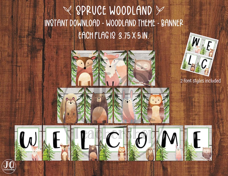 Printable Welcome Woodland Theme Banner, Forest Theme Classroom ...