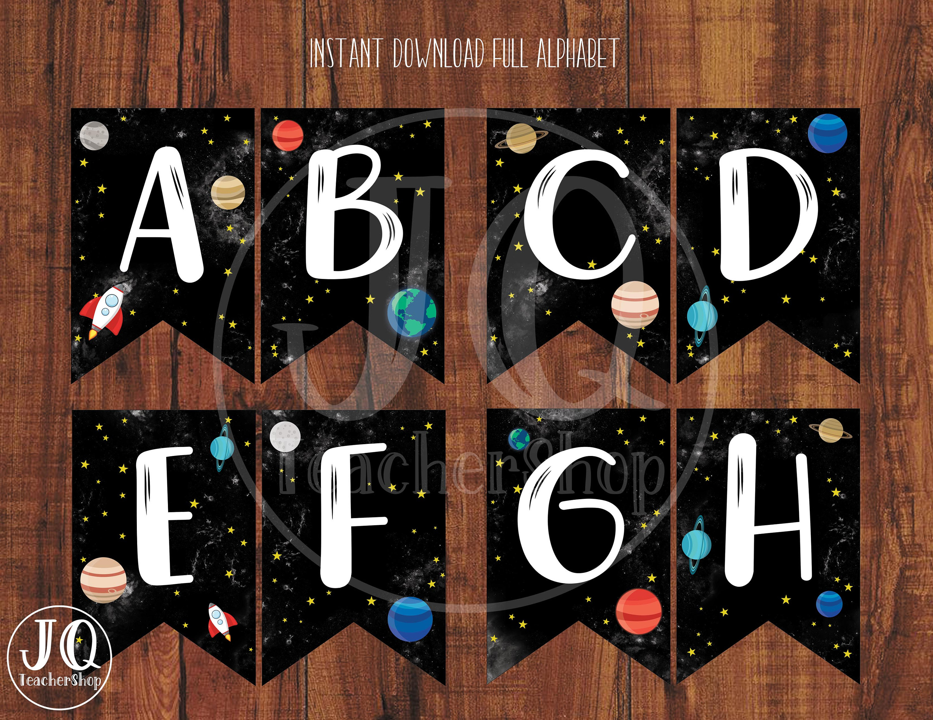Printable Space Theme Banner Full Alphabet and Numbers - Etsy