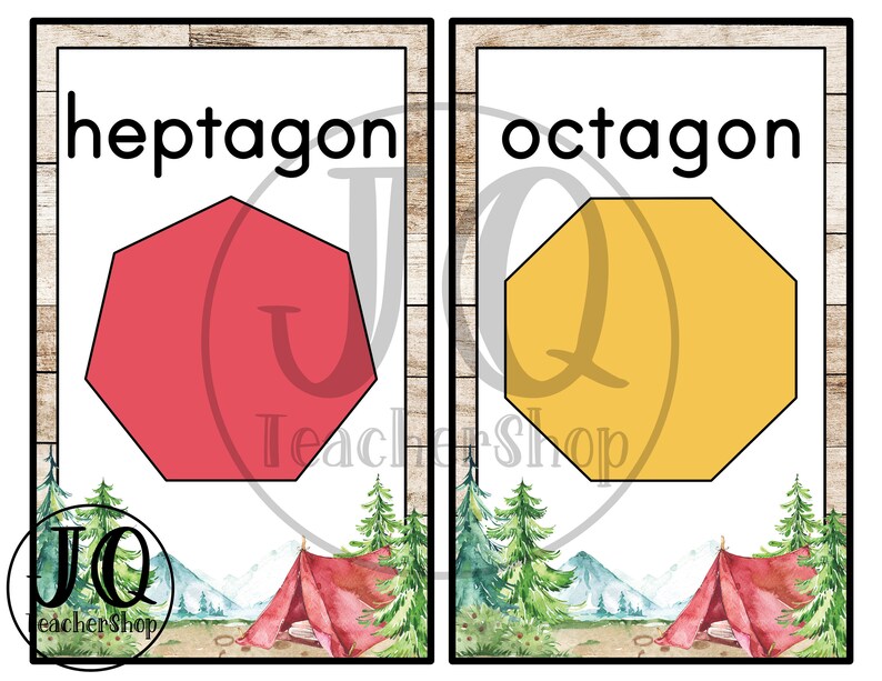 Printable 2d Shapes 3d Shapes Camp Theme Classroom Decor - Etsy UK