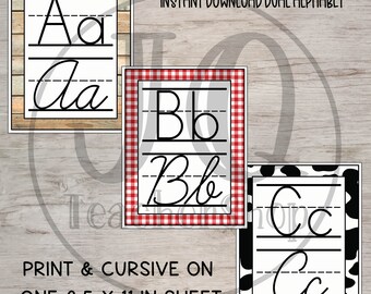 Cursive and Print Alphabet - Etsy