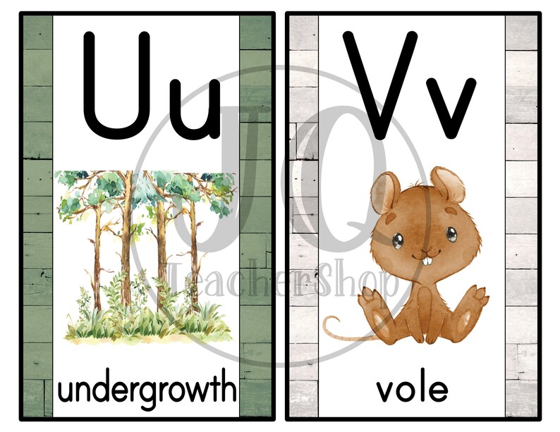 Printable Woodland Theme Alphabet Wall Posters Classroom - Etsy