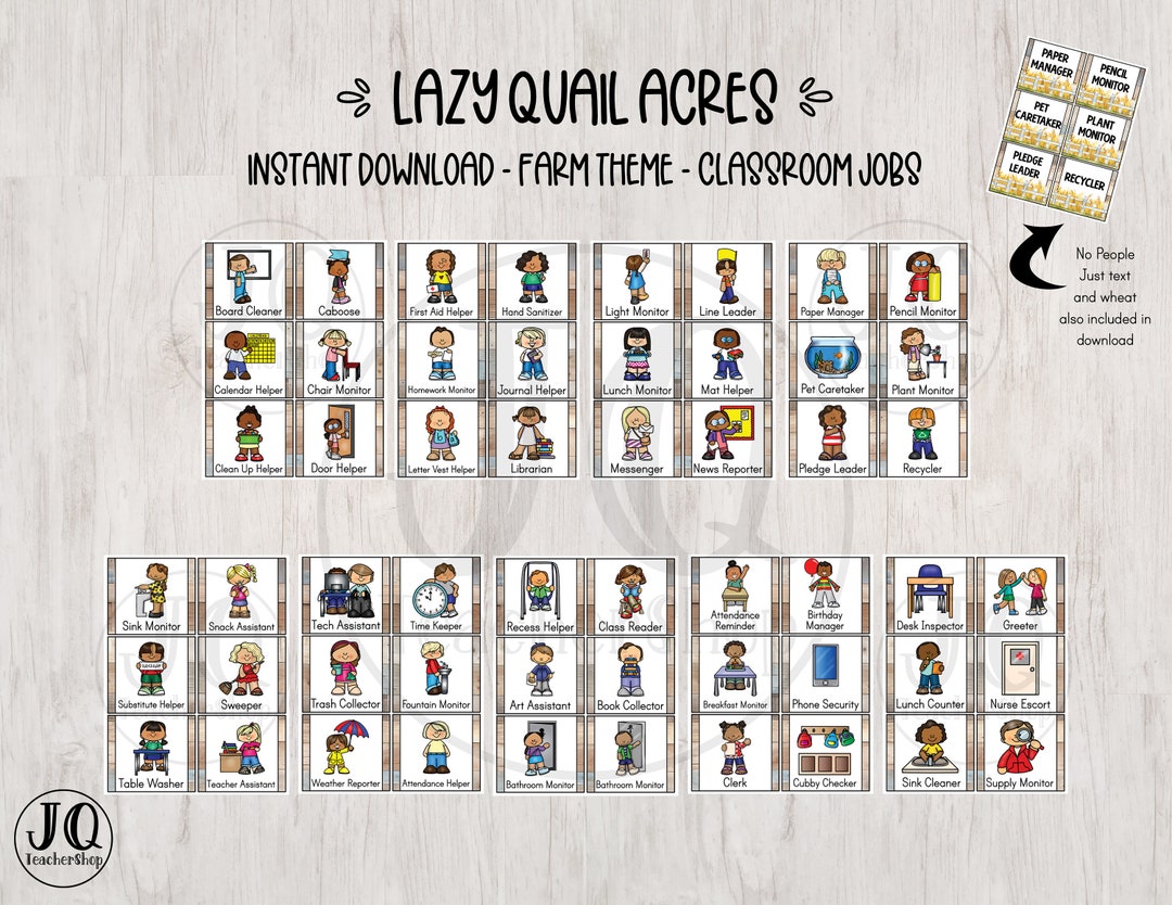 Printable Farm Theme Classroom Decor, Classroom Jobs, Farm Theme ...