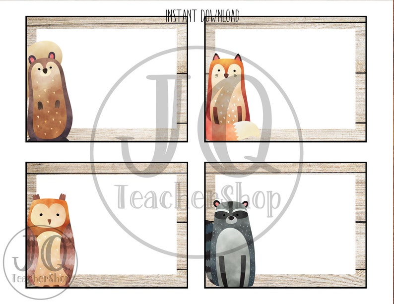 Woodland Animals Classroom Labels, Printable Desk Name Plates (digital ...
