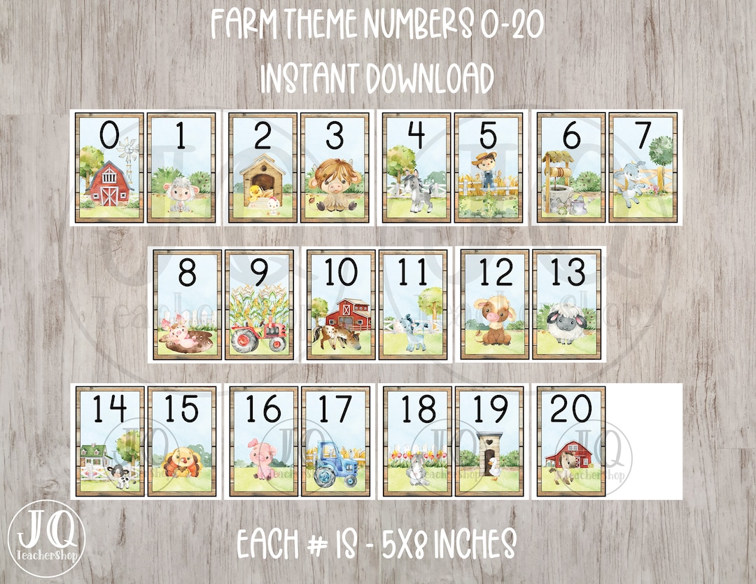 Printable Farm Theme Numbers, Nursery Numbers, Daycare Decor - Etsy