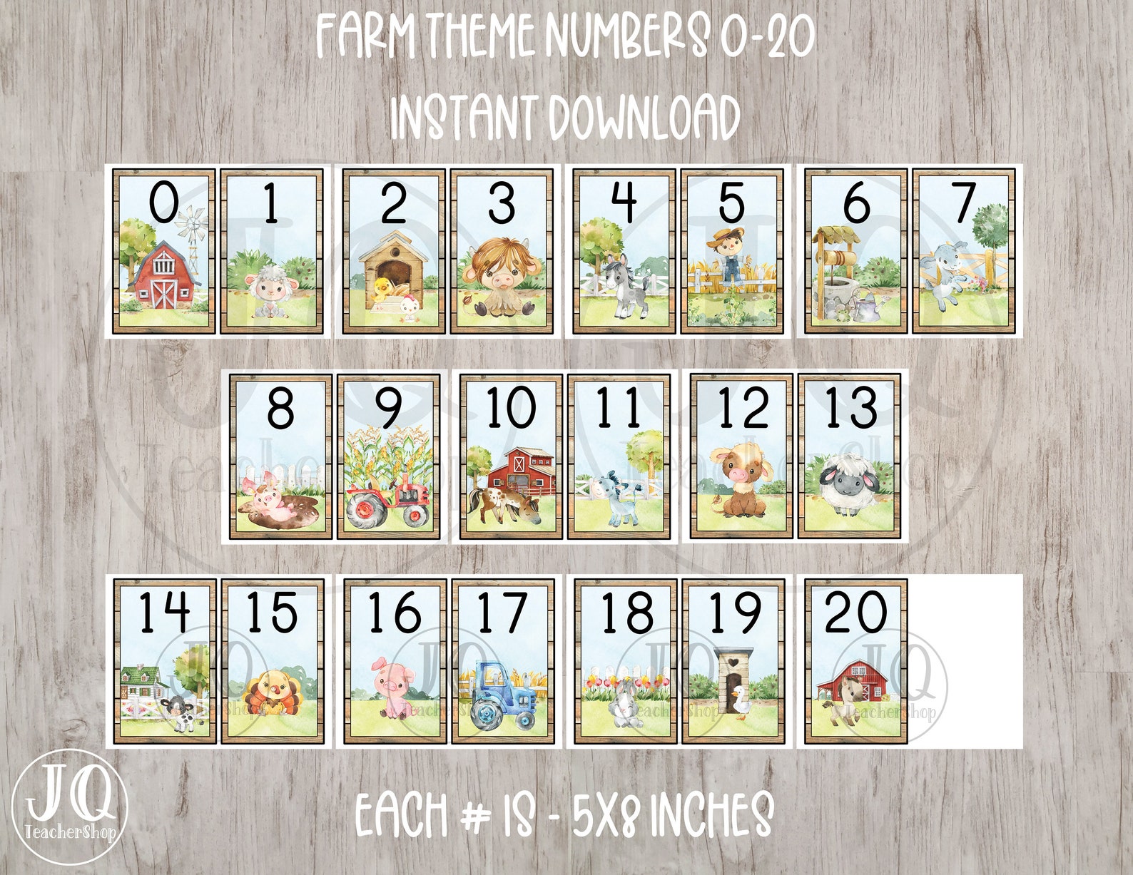 Printable Farm Theme Numbers, Nursery Numbers, Daycare Decor - Etsy