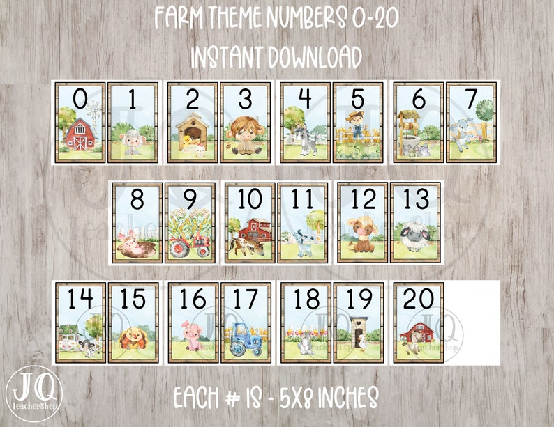 Printable Farm Theme Numbers, Nursery Numbers, Daycare Decor - Etsy