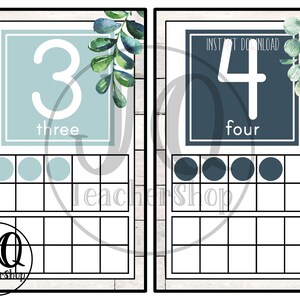 Printable Ten Frames 0-30, Classroom Decor, Greenery Theme Classroom ...
