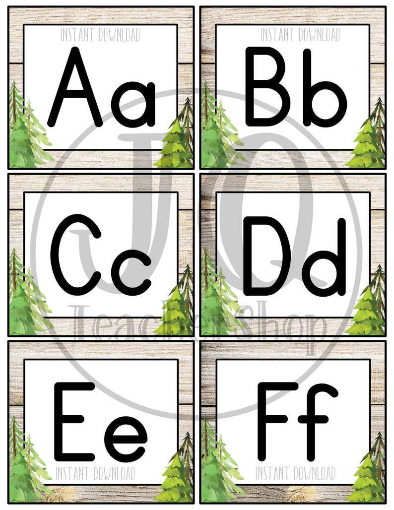 Woodland Alphabet Wall Cards, Print and Cursive (digital Download) - Etsy
